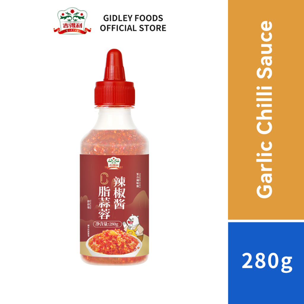 🌶EXP2024/12/20🧄Gidley 0 Fat Garlic Chili Sauce Sos 280g/吉得利0脂蒜蓉辣酱280g ...