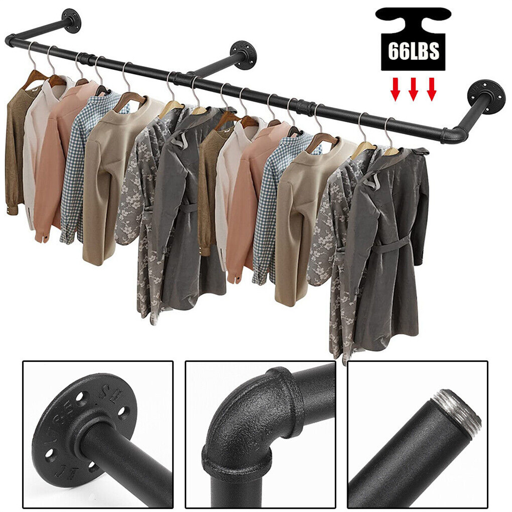 Heavy Duty Clothes Rail Pipe Garment Rack Wall Hanging Clothing Display ...