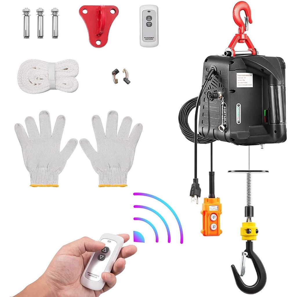 3 in 1 Electric Hoist Winch, 1100LBS Portable Hoist Lift Crane 16FT/MIN ...
