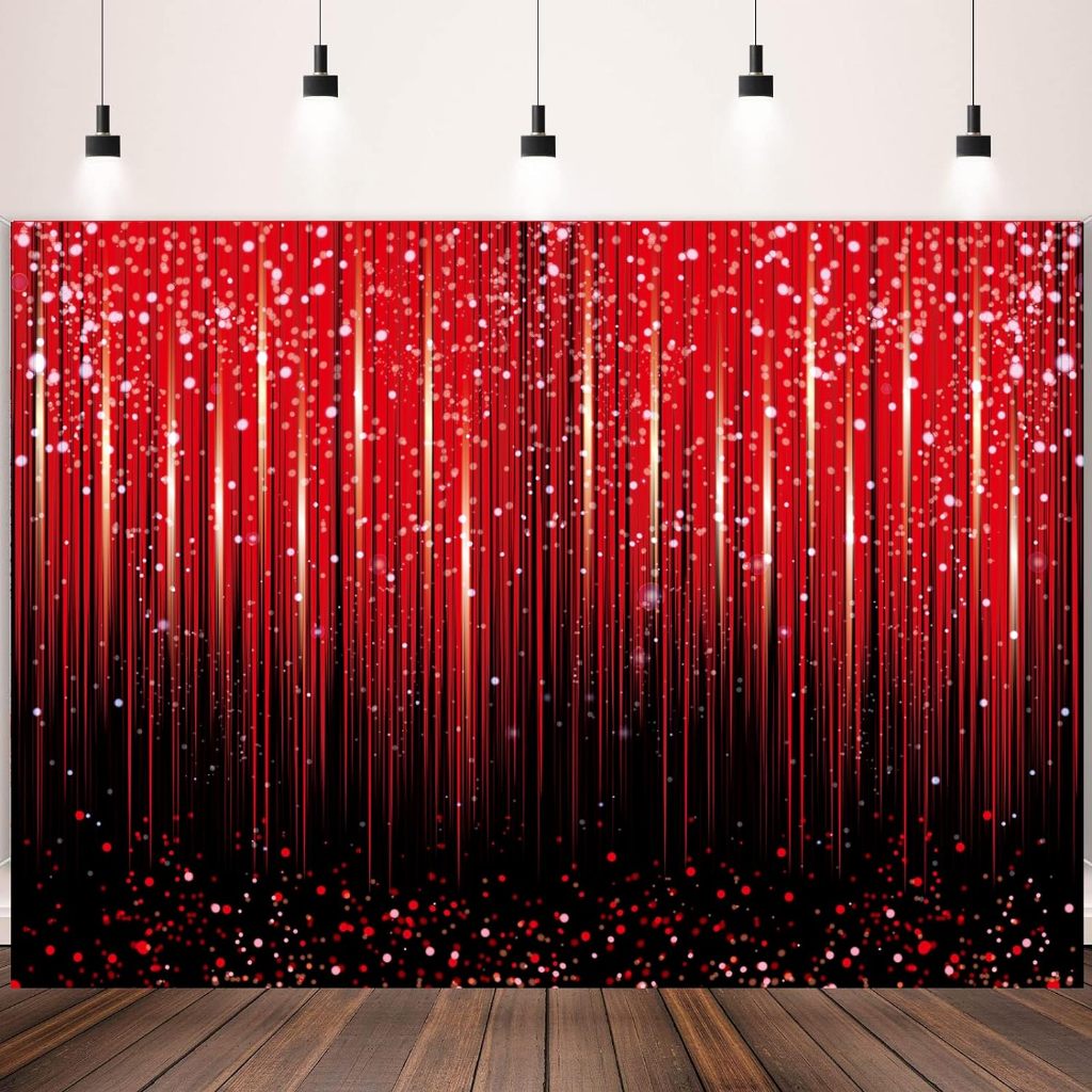Red Glitter Backdrop for Photography Black and Red Bokeh Sequin Spots ...
