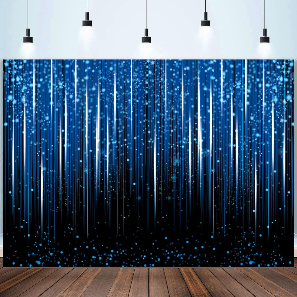 Blue Glitter Backdrop for Photography Black and Blue Bokeh Sequin Spots ...