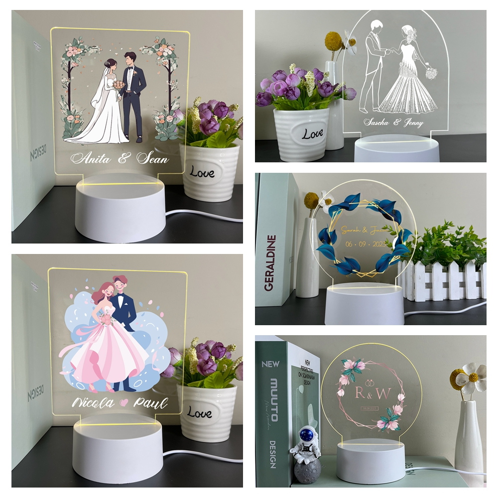 3D Night Light Custom Couple Name Table Lamp For Wedding Companion Gift ...