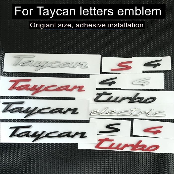 For PORSCHE Taycan Electric logo 4 GTS Turbo S letter emblem Rear trunk ...