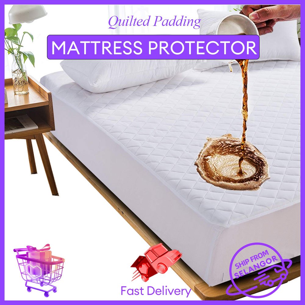 Mattress Pad Protector Waterproof Absorbent Down Alternative Filling ...