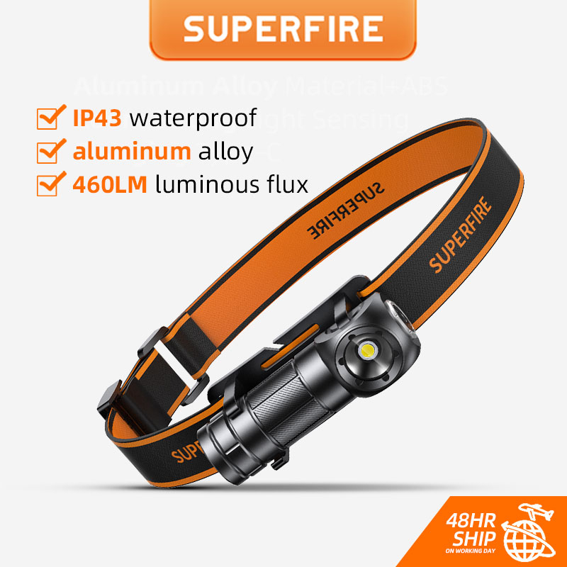 SUPERFIRE TH03 Powerful Head Flashlight USB C Rechargeable Headlamp EDC Magnetic Headlight for ...