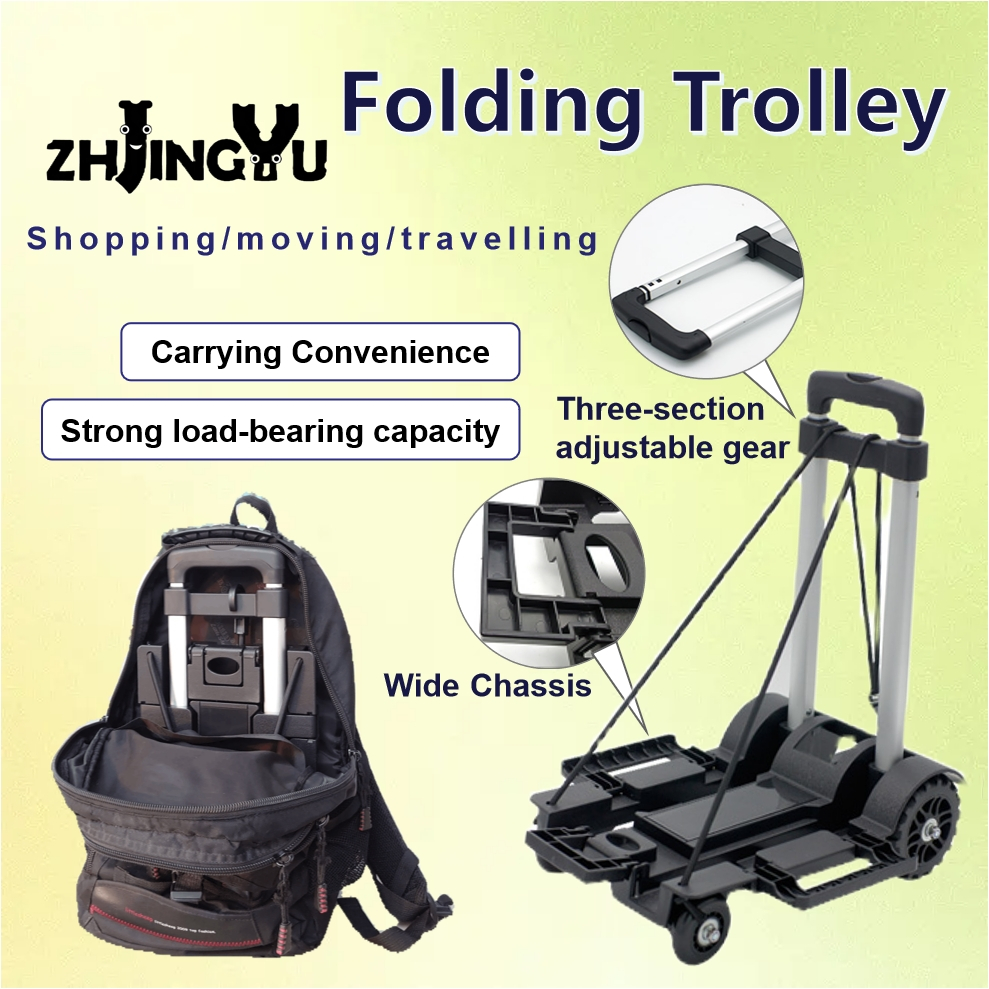 Folding Hand Truck Steel Trolley with 2/4 Wheels Multipurpose Foldable ...