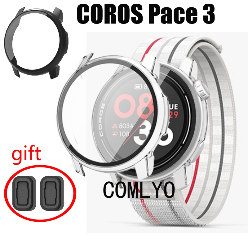 For Coros Pace 3 Case Bumper Tempered Glass Cover Screen Protector ...
