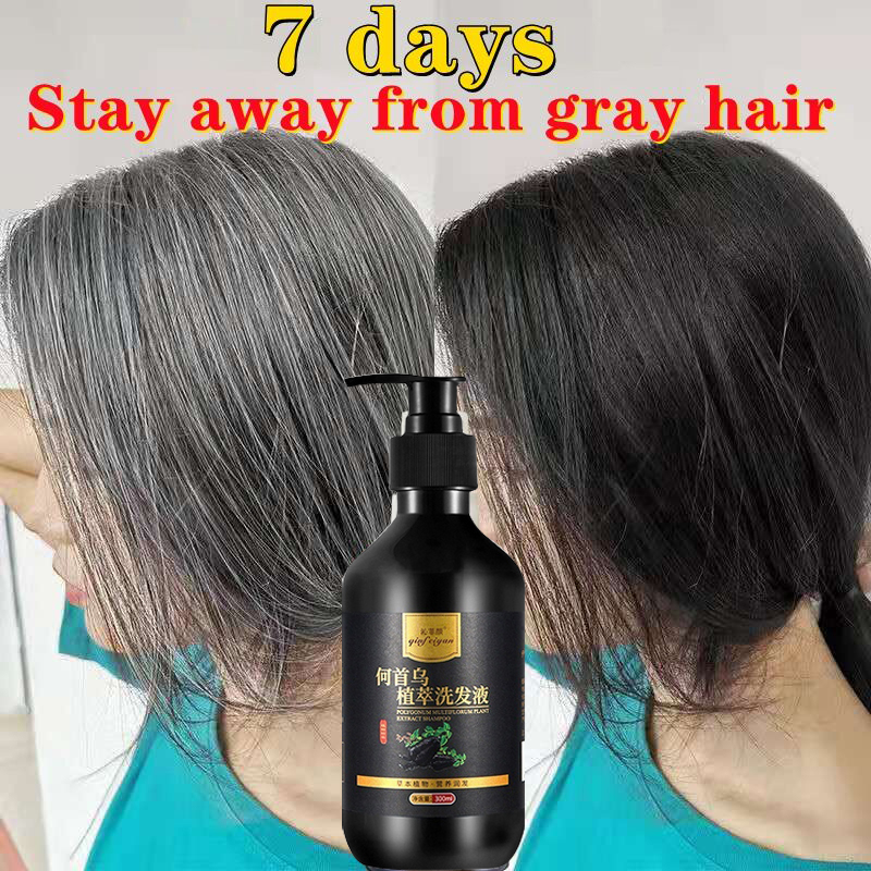 White hair shampoo He Shou Wu Shampoo White Hair to Black Herbal Natural Health 300ml Repair ...