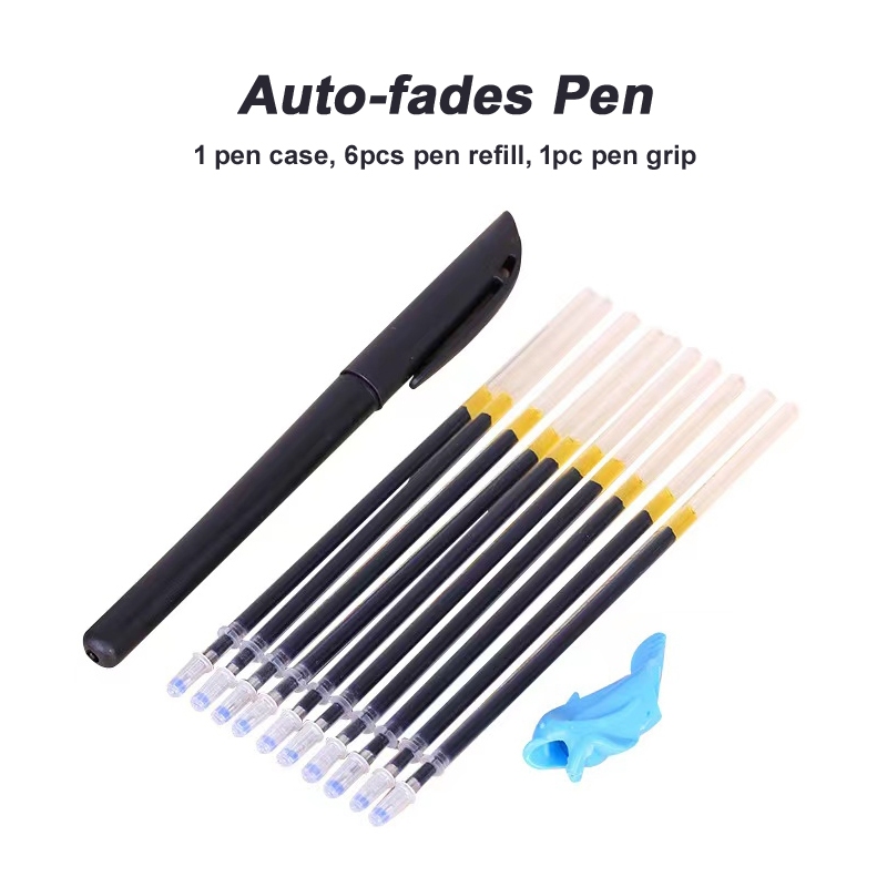 【1 Set】Auto Fades Pen Reusable Pen Rewrite Pen with Pen Grip and Pen ...