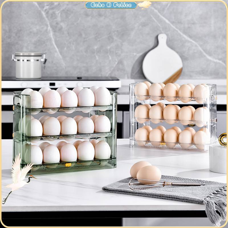 Flip Egg Holder 3 Layer Egg Storage Rack Transparent Organizer Bracket ...