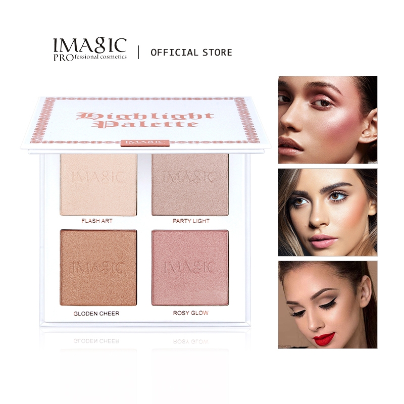 IMAGIC 4 Colors Highlighter Powder Palette Shimmer Brighten Face ...