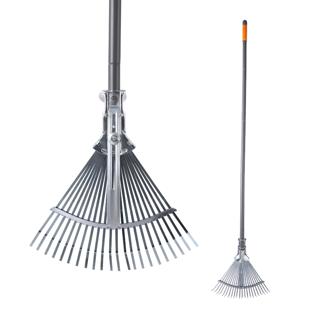 BOOMJOY Garden Rake - 22-tooth Rake for Gardening with retractable ...