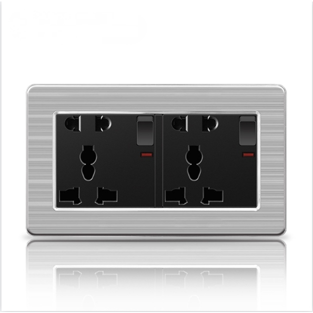 EIEGAN Black 13A Power Socket Standard Plug Socket 1/2/3/4Gang 1/2Way Wall Switch Stainless ...