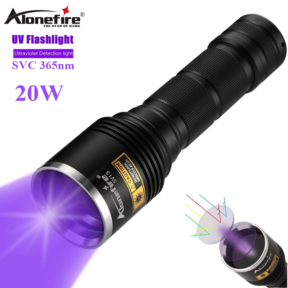 AloneFire SV13 UV Flashlight 365NM 20W High Power Ultraviolet Lnvisible ...