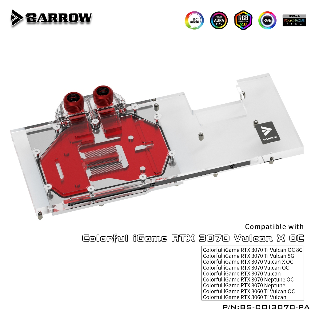 Barrow GPU Water Cooling Block for Colorful RTX 3070 3060ti Vulcan ...