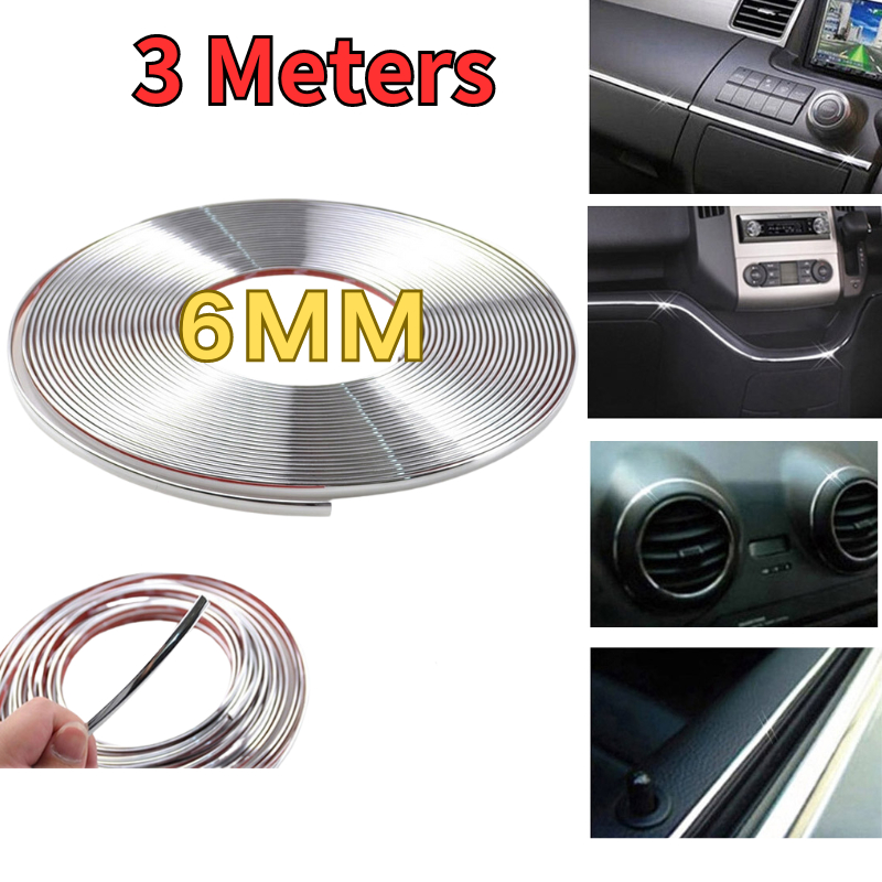 6mm Car Chrome Lining Strips Decoration Moulding Trim Bumper Protector ...