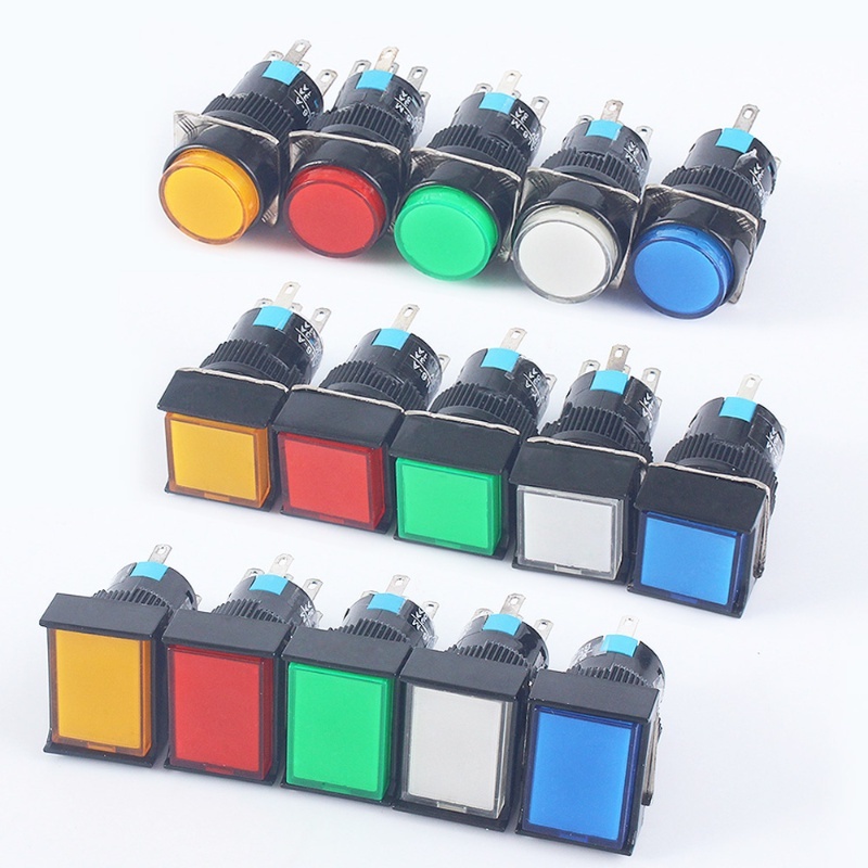 16mm with Light 1NO 1NC Instant Button Switch Rectangular Button Square ...