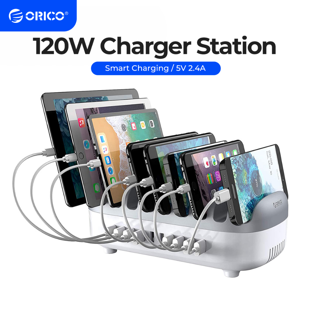 ORICO 10 Ports USB Charger Station Dock 120W 5V 2.4A USB Charging for ...