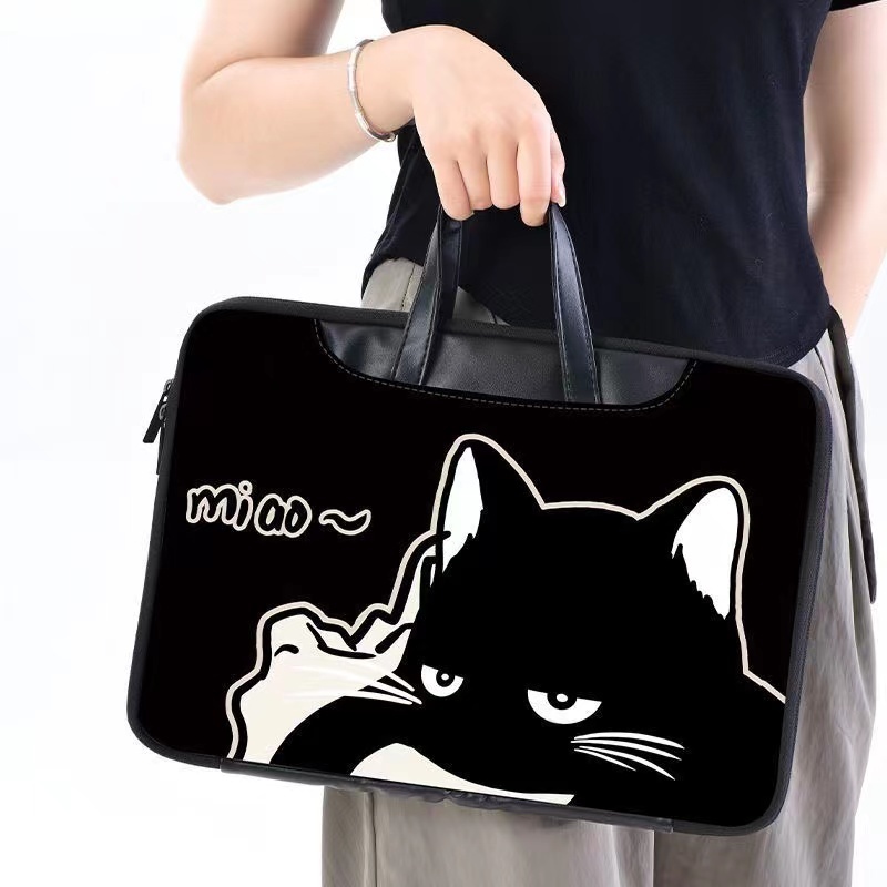 PU Waterproof Computer bag Cartoon Cat laptop bag 12 13 15 14 15.6 inch ...