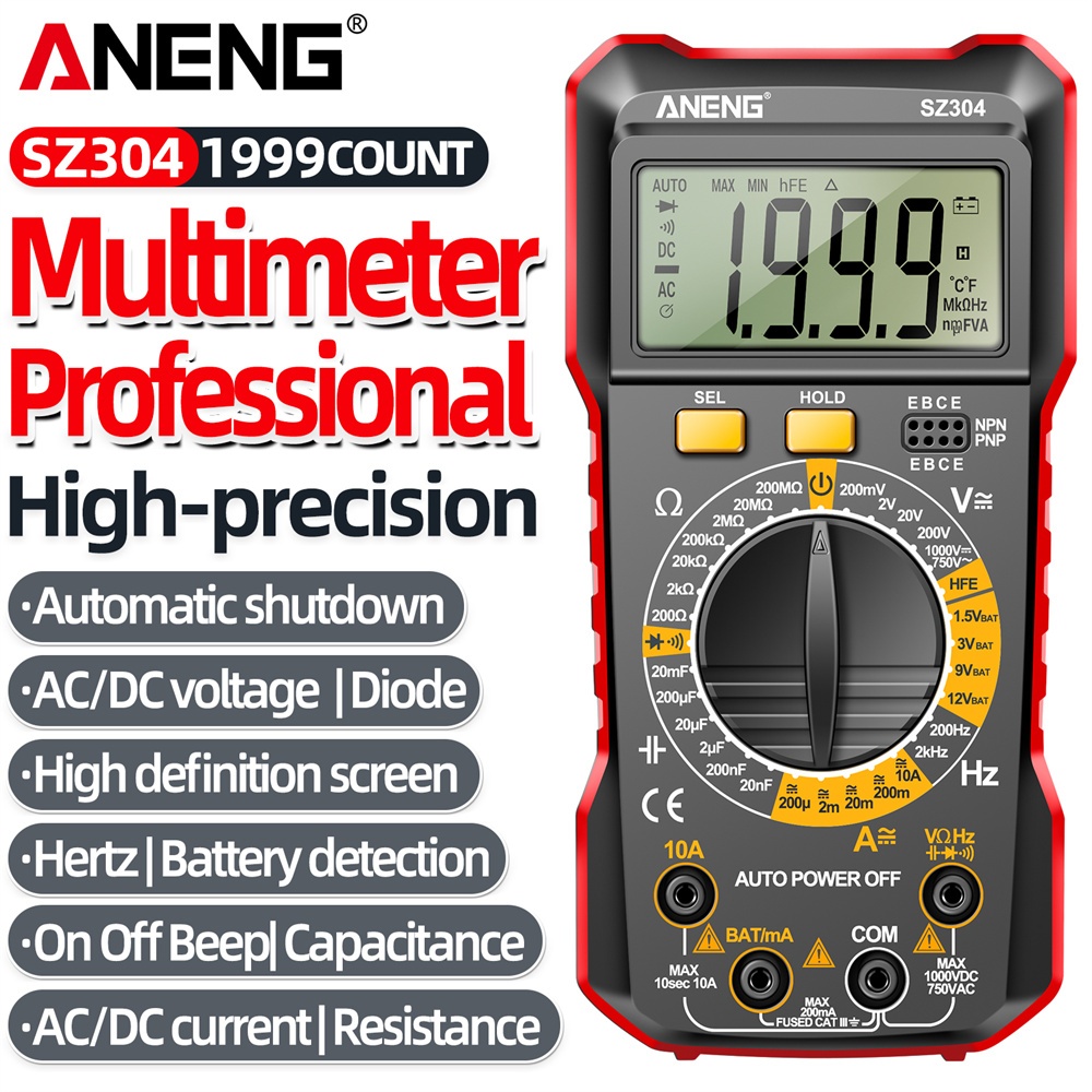 ANENG SZ304 Digital Multimete True RMS Handheld Multifunction High ...