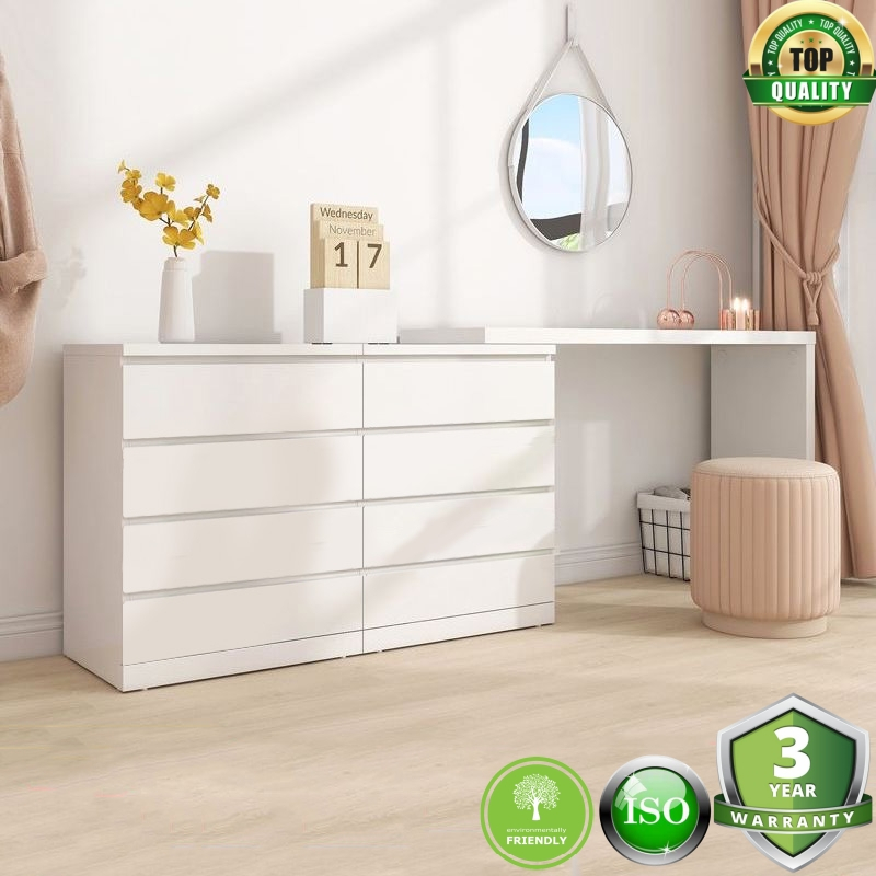 White Storage Box Dressing Table WITH MIRROR Chest Drawer Cabinet ...