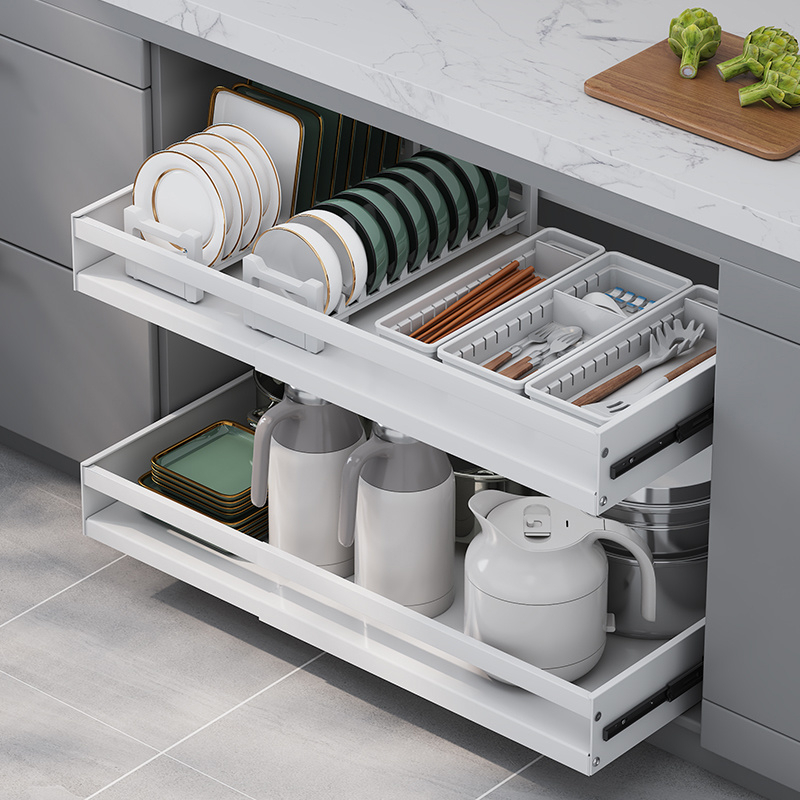 Kitchen cabinet pull out dish & bowl rack / multi-function pull out ...