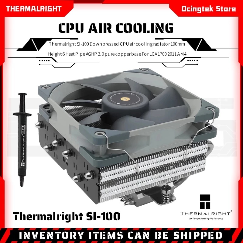 Thermalright SI-100 6 Heat Pipe Pure Copper Push Down CPU Cooler 100mm ...