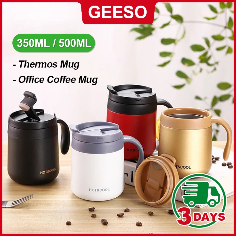 GEESO 350ML/500ML Thermos Mug Coffee Mug Office Coffee Cup Stainless ...