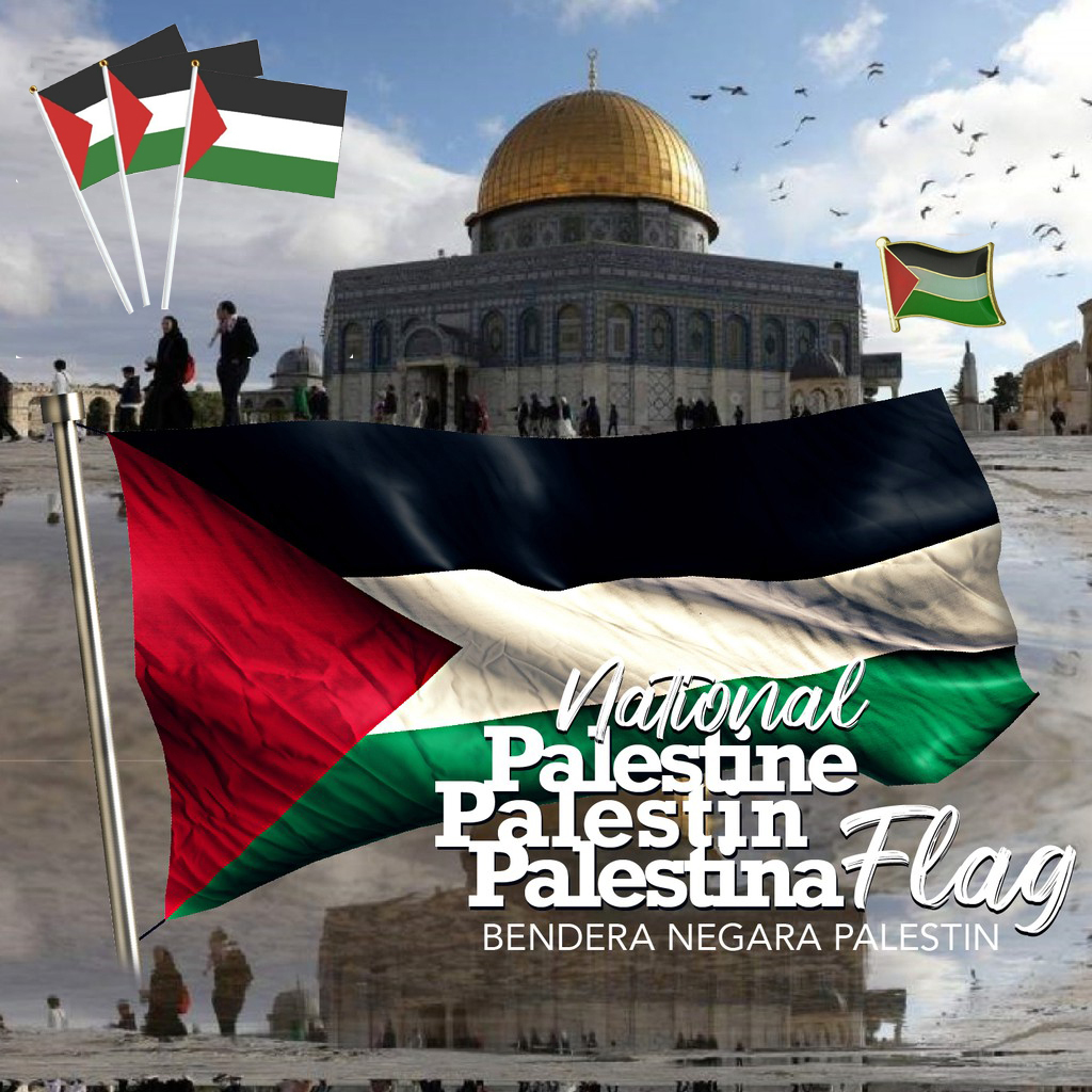 [Ready Stock] Palestine Flag Vivid Color and Fade Proof Canvas Header ...