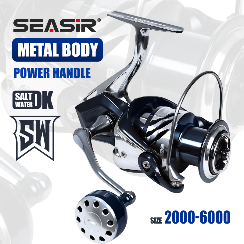 SEASIR Contra All Metal Spinning Fishing Reel 2000-6000 5.2:1 Max Drag ...