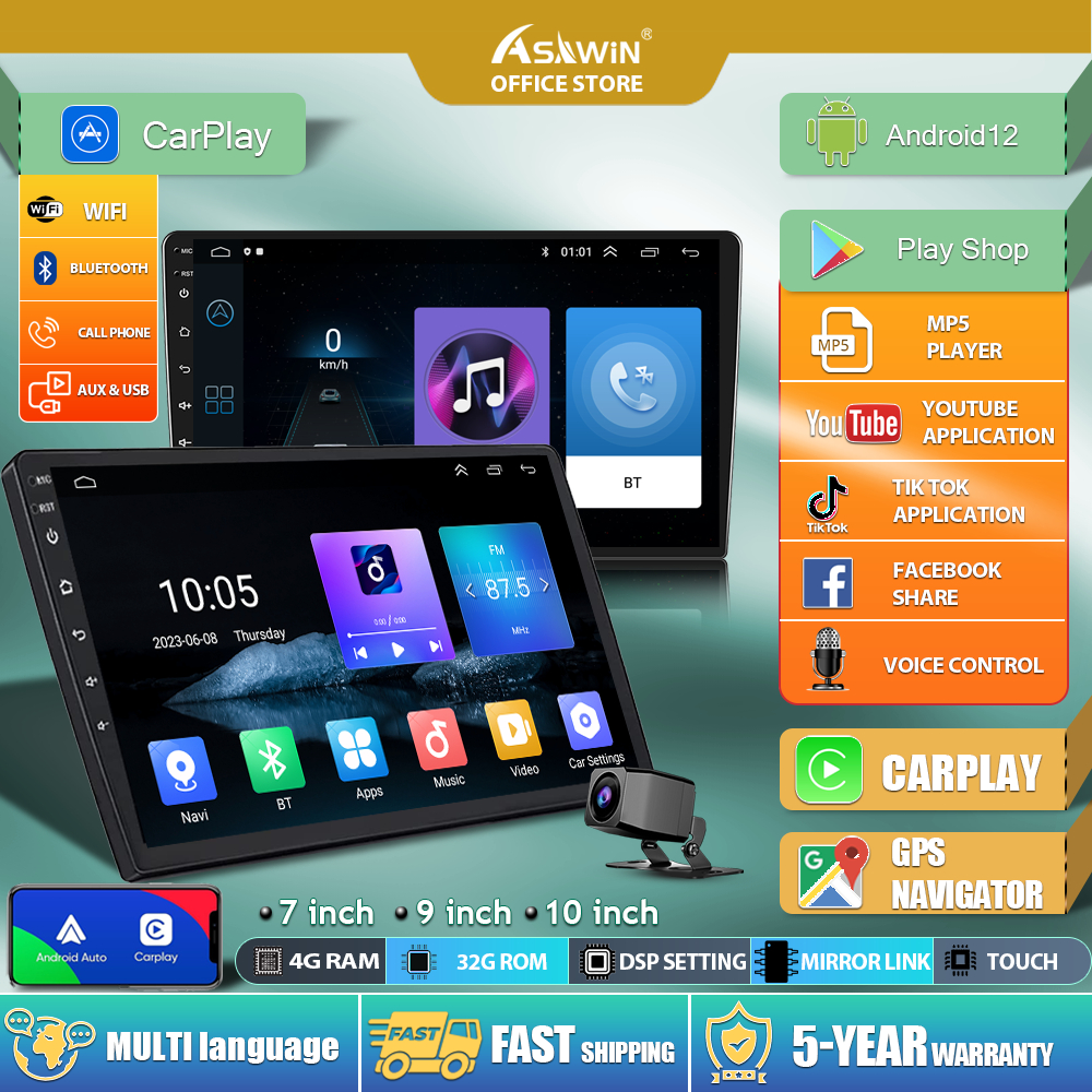 【Carplay+4GB+32GB】Asawin Android Player For Car Navigation 7"9"10 inch ...