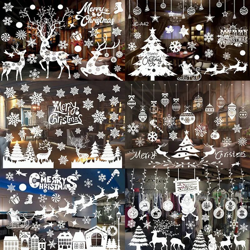 Christmas Window Stickers Merry Christmas Decorations for Home XMas ...