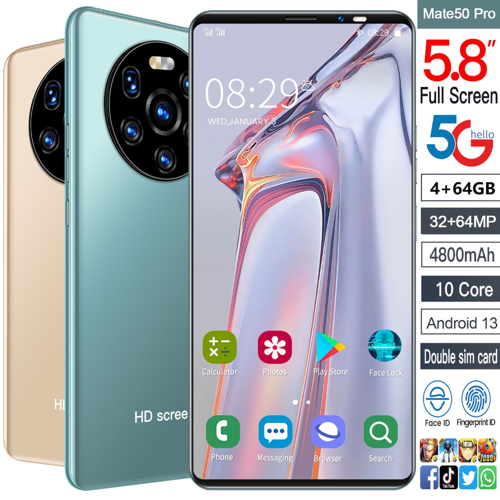 4G/5G Mate50 Pro Smartphone 5.8inch Ultra-Clear Screen Memory 4+64GB Battery 4800mAh Android 13. ...