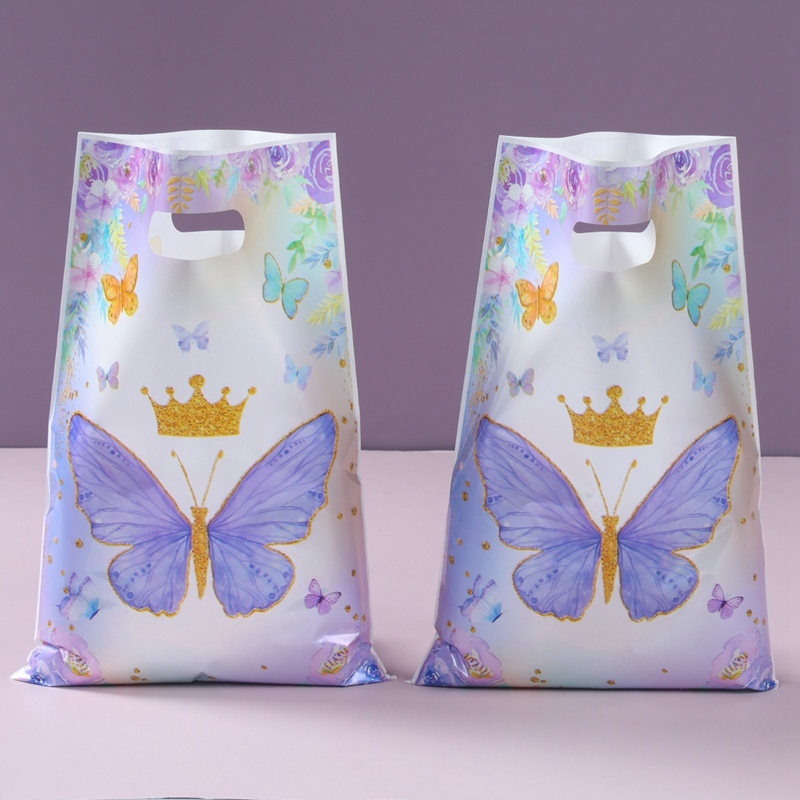 10pcs/set Purple Butterfly Doorgift Bags Plastic Candy Bags Butterfly ...