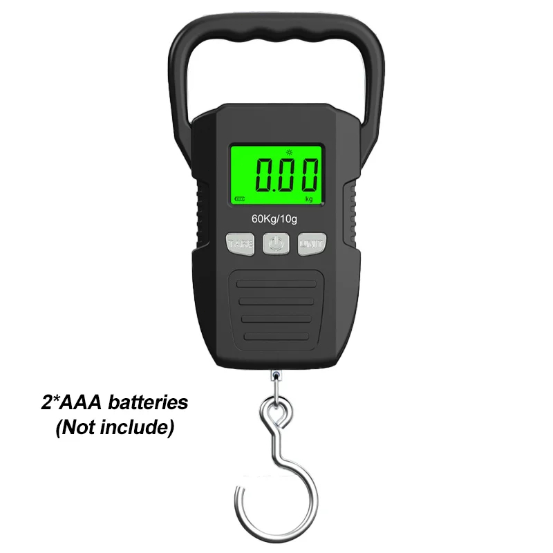60kg/10g LCD Digital Hanging Scale Portable Battery/USB Charging Hook ...