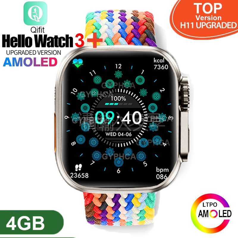 Hello Watch 3+ Amoled Smart Watch Men H12 Ultra Plus 49mm 1:1 Series 8 ...