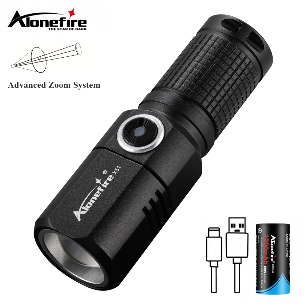 Alonefire X51 Powerful Zoom LED Flashlight Mini LED Lantern EDC ...