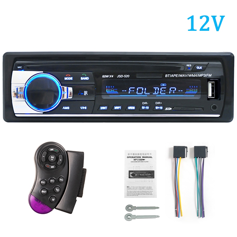 Car Kereta Radio Stereo Bluetooth 12V 24V 1 Din MP3 Player FM 1Din Sterio Digital Audio AUX ...
