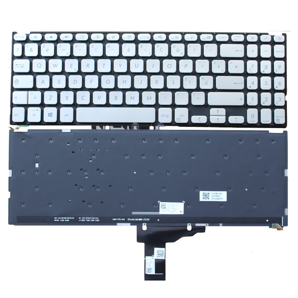 New Silver French Layout Backlit Keyboard for Laptop Asus Vivobook X509 ...