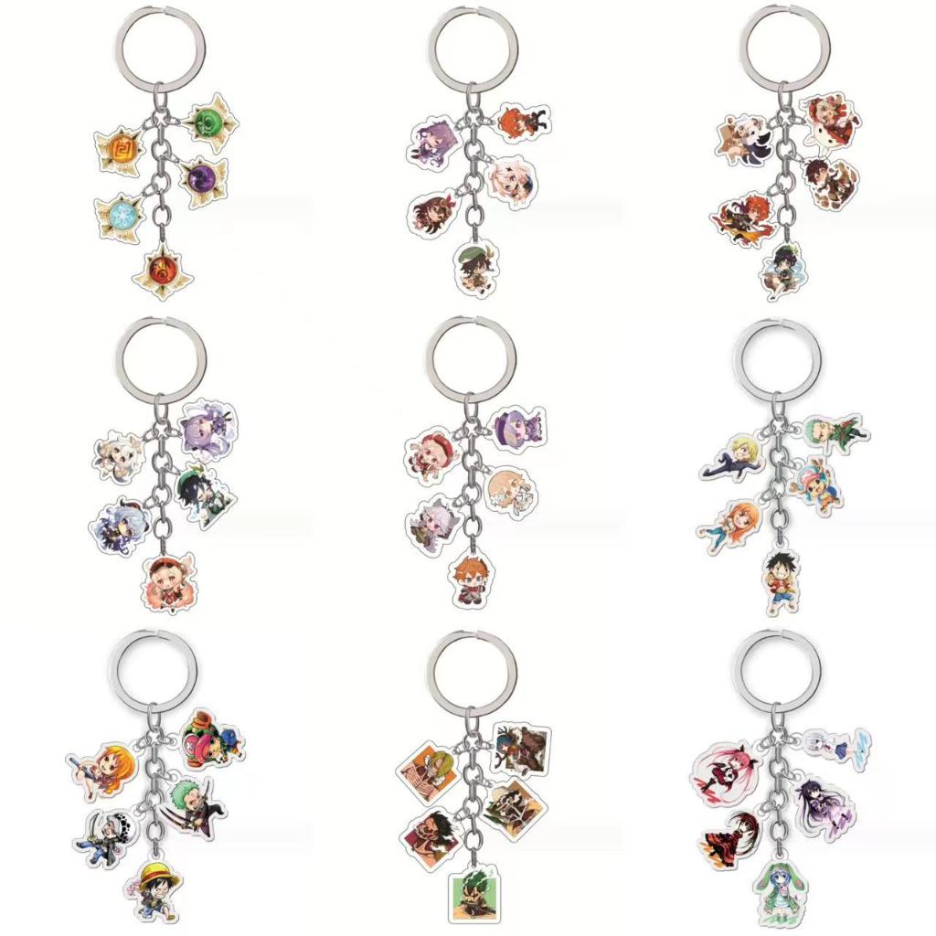 Anime Merchandise One Piece Acrylic Keychain Five Types Set Doll Cute ...