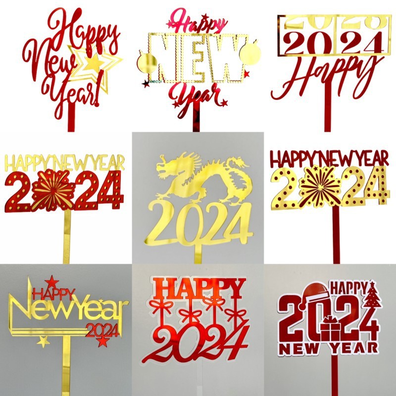 2024 Acrylic Happy New Year Cake Topper, Chinese New Year / Lunar New ...