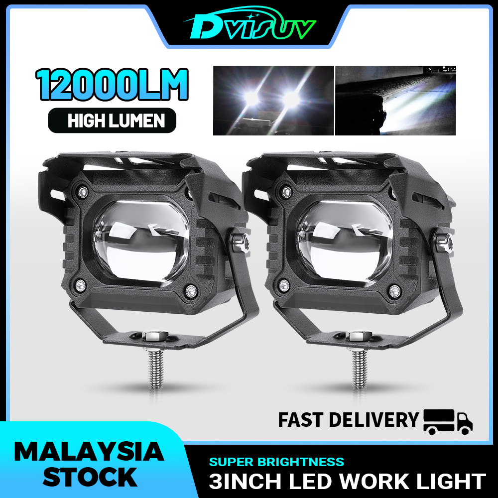 Car LED Motorcycle Spotlight 3INCH Mini Driving LED Light High & Low ...