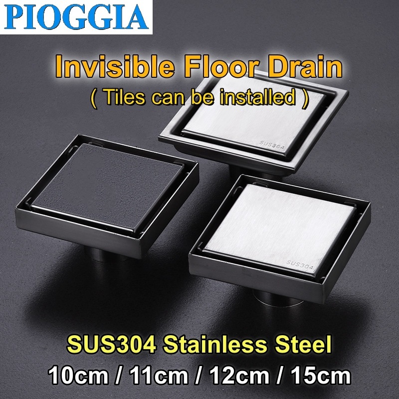 PIOGGIA SUS304 Stainless Steel Invisible Floor Drain Bathroom Shower ...