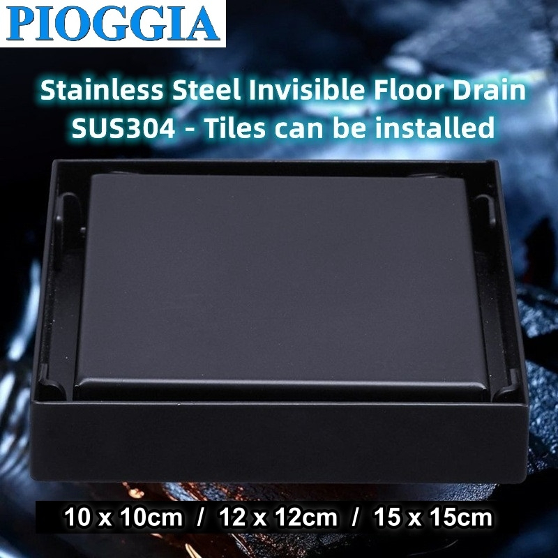 PIOGGIA Black Invisible Floor Drain SUS304 Stainless Steel Heavy Duty ...
