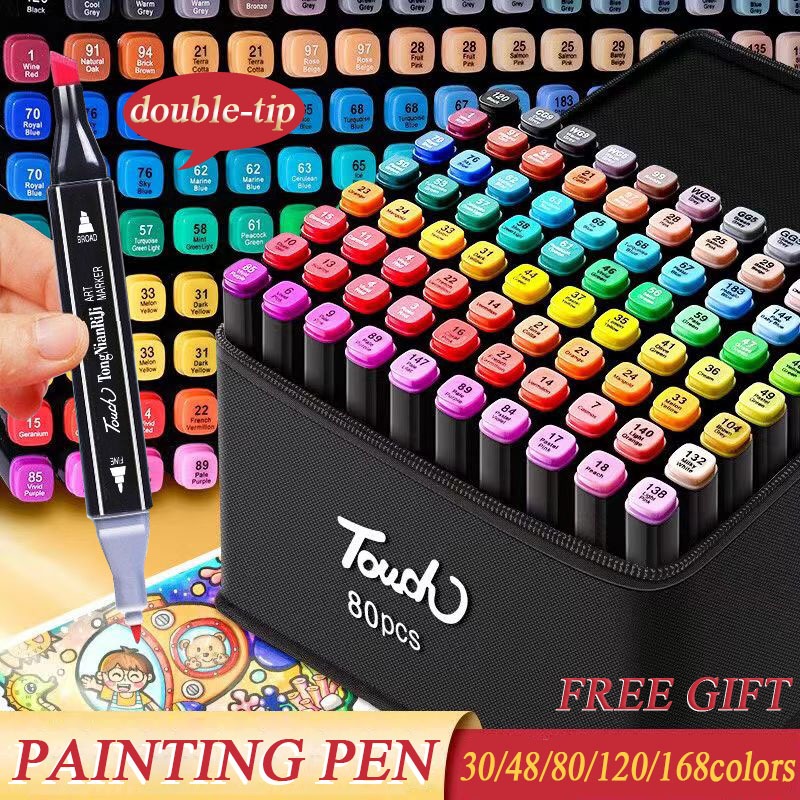 Markers Set - 30/48/80/120/168 Colors Double-Ended Art Markers for ...