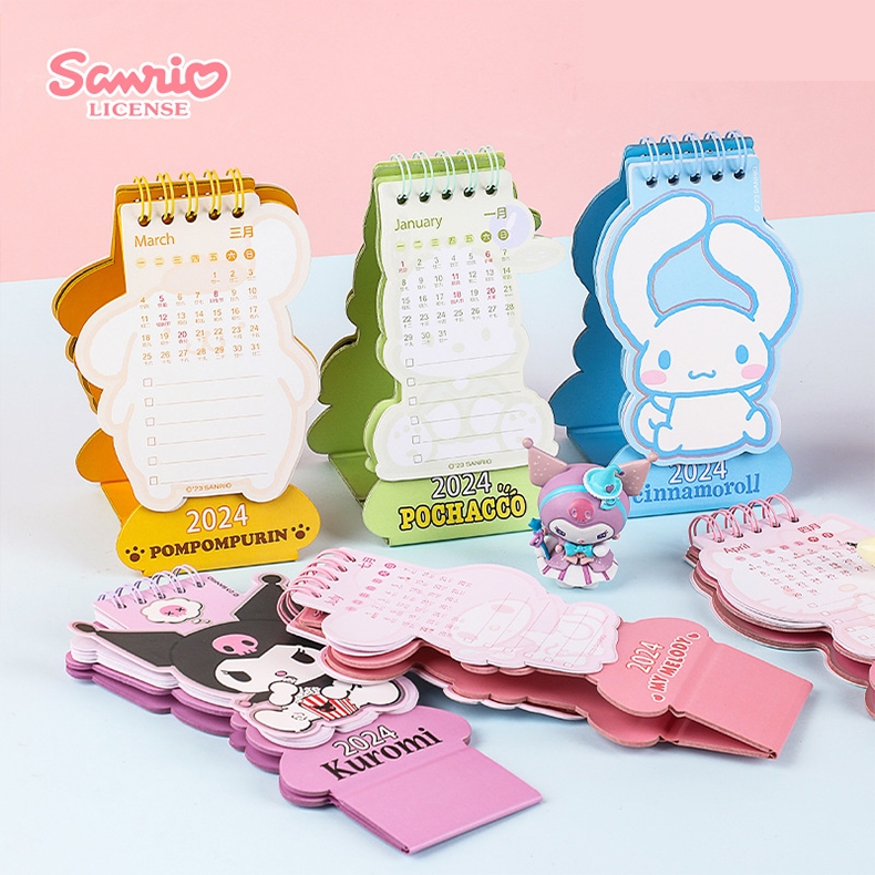Sanrio Calendar 2024 Kuromi melody Cinnamoroll Purin Pochacco Kitty Cat ...