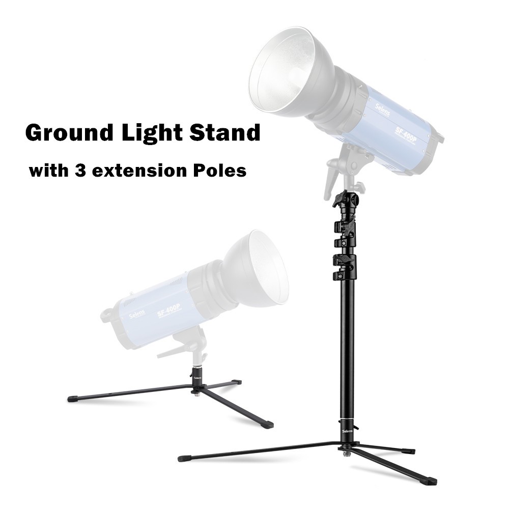 Ground Light Stand Tripod Stand with 3 Extension Poles Foldable Floor ...