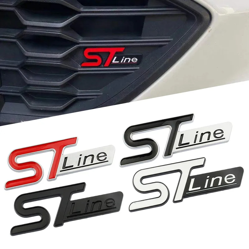 3D Metal Logo ST Line Badge Car Trunk Front Grill Emblem For Ford Focus ...