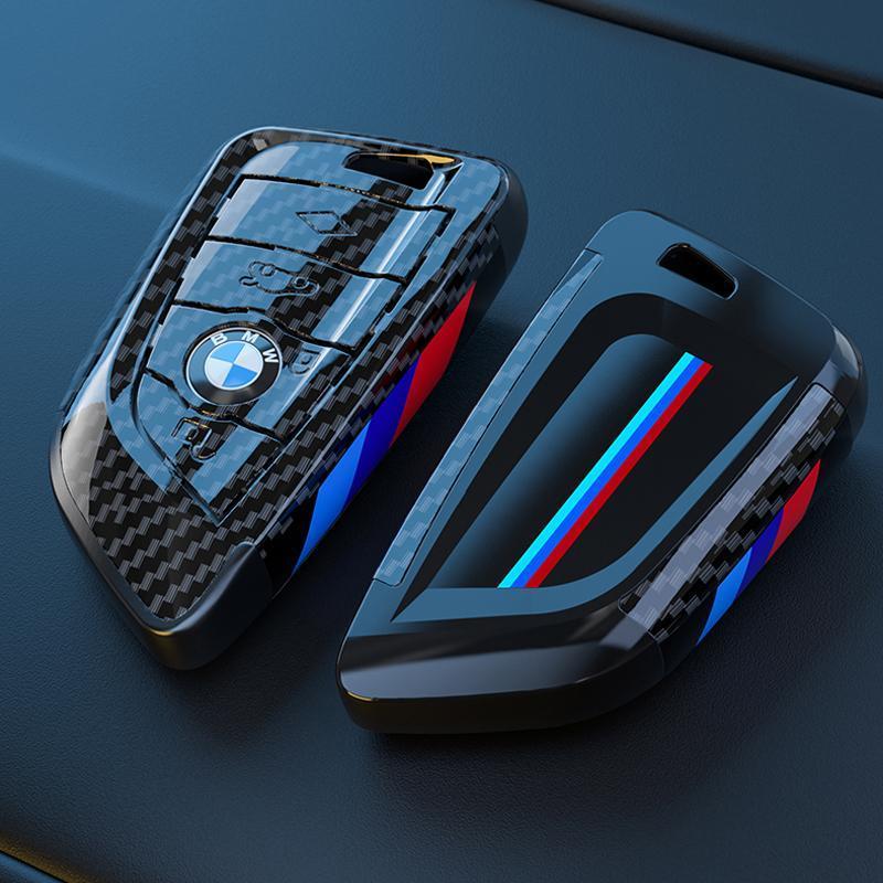 ABS Carbon Fiber Style Car Key Case Cover Shell Fob For BMW X3 X5 X6 ...