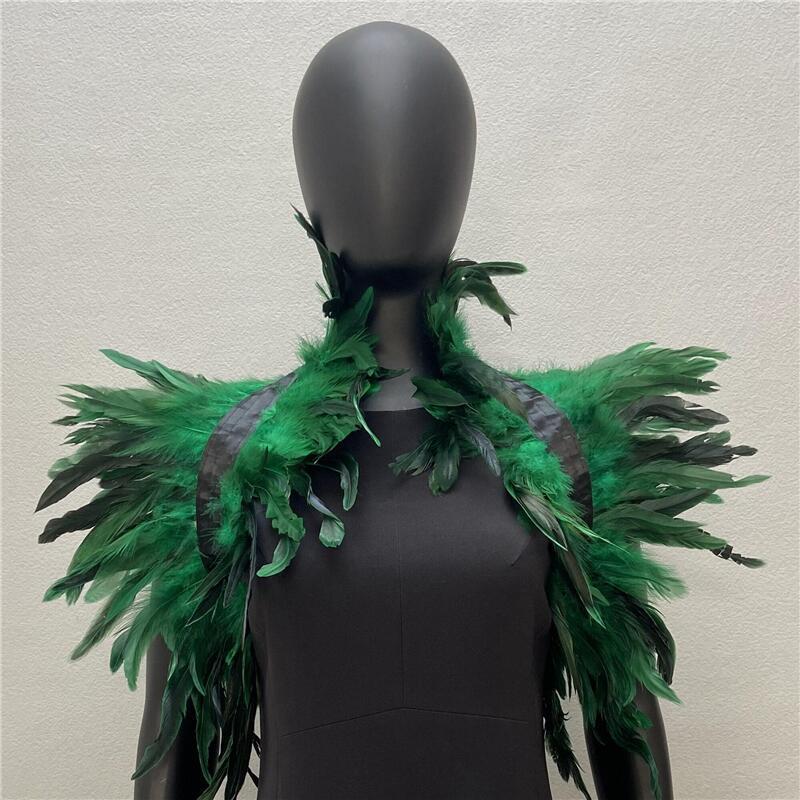 Sexy Punk Gothic Feather Scarves Halloween Cosplay Shawl Luxury Feather ...